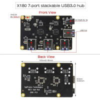 Geekworm Raspberry Pi 4 7-Port Stackable USB3.0 Hub & Power Supply 集線底板 ...