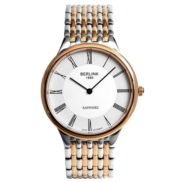 Berlink 39mm 白色錶盤玫瑰金銀雙色不鏽鋼男士手錶 1002-G07 價錢、規格及用家意見 - 香港格價網 Price.com.hk
