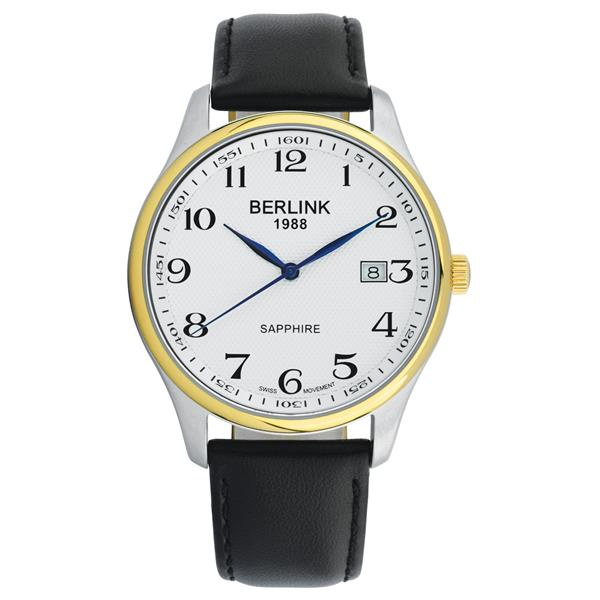 Berlink 40mm 白色錶盤金銀雙色不鏽鋼皮帶男士手錶 1006-G05 價錢、規格及用家意見 - 香港格價網 Price.com.hk