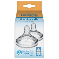 Dr. Brown's Anti-colic Wide-Neck Baby Bottle Silicone Nipple Medium Flow Level 2 仿母乳矽膠奶咀 - 第2階段 ...