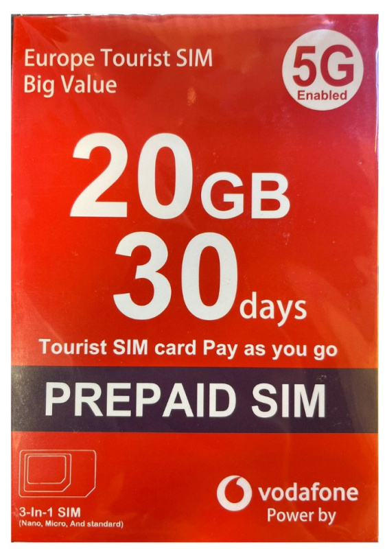 Vodafone 5G 歐洲多國漫遊上網卡 30日 20GB 價錢、規格及用家意見 - 香港格價網 Price.com.hk