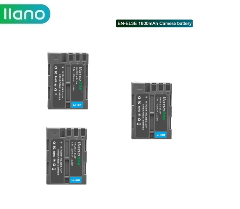 LLANO 綠巨能 3 PCS NIKON EN-EL3 / EN-EL3a / EN-EL3e Lithium-Ion Battery ...