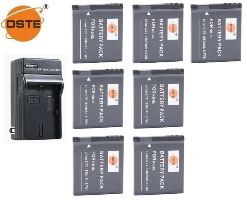 DSTE 7 Pcs NB-8L Batteries With Single-Bay Travel Battery Charger 七電池連 ...