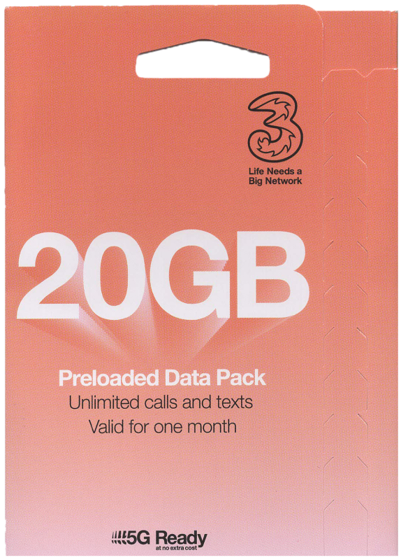 3UK 英國+歐洲 30日 20GB 無限分鐘流動數據儲值卡 價錢、規格及用家意見 - 香港格價網 Price.com.hk
