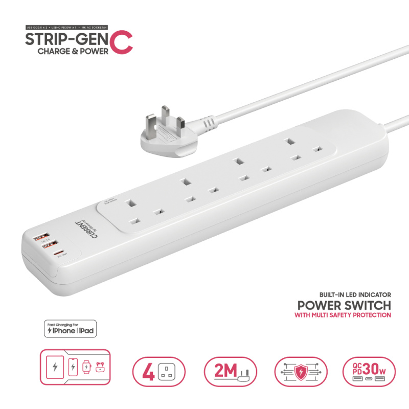 Elementz Power Strip 4位拖板 (2A1C PD-30W Max / 6.5呎) PS-4S30 價錢、規格及用家意見 - 香港格價網 Price.com.hk