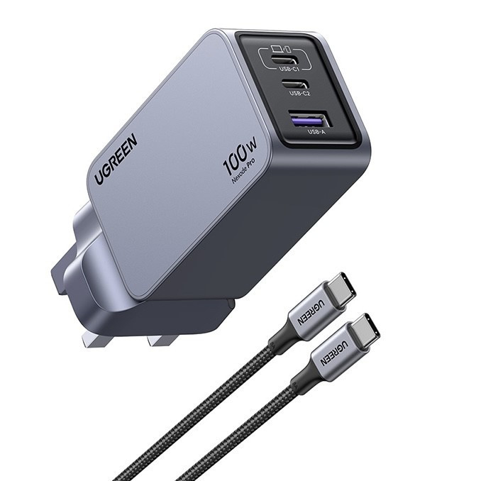 Ugreen X757 Nexode Pro 100W 3-Port GaN Mini Fast Charger with 100W USB ...