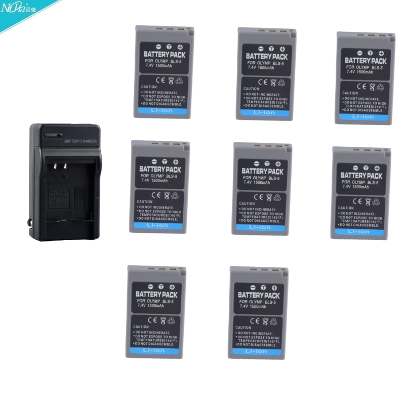 Nijia 8 Pcs BLS-1 / BLS-5 / BLS-50 Lithium-Ion Batteries With Travel AC ...