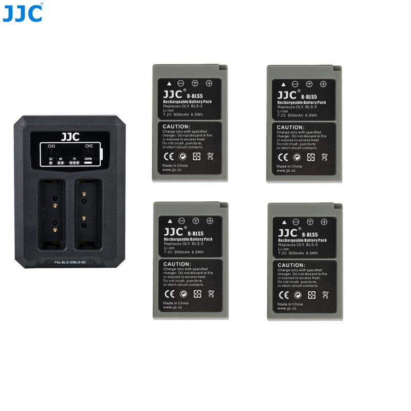 JJC 4 Pcs BLS-1 / BLS-5 / BLS-50 Fully Decoded Lithium-Ion Battery Pack ...