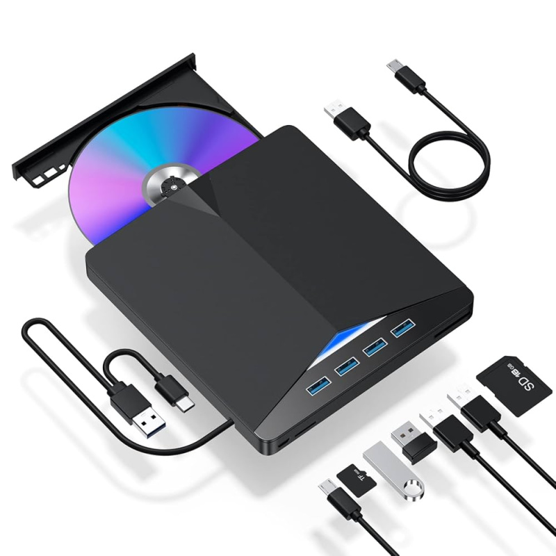SmarterWare USB3.0 & Type-C External Multi-Function CD/DVD Writer & HUB ...