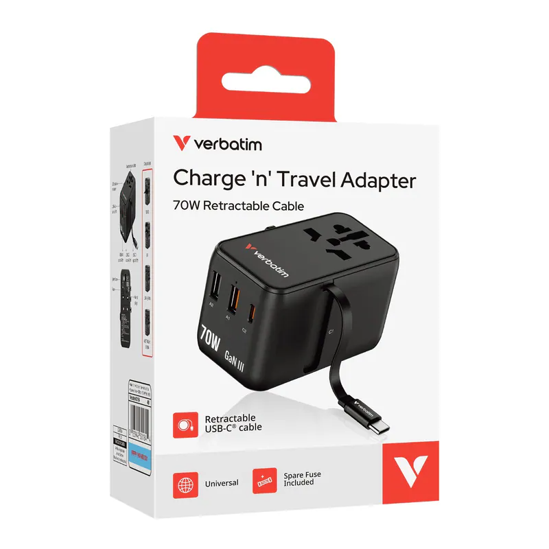Verbatim Charge ‘n’ Travel Adapter 70W with Cable 旅行轉插充電器 30184 價錢、規格及用 ...