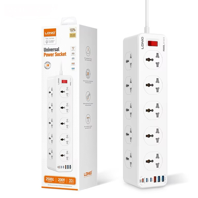 LDNIO 33W 10 Socket + 3 x USB + 3 x Type-C PD & QC Universal Power ...